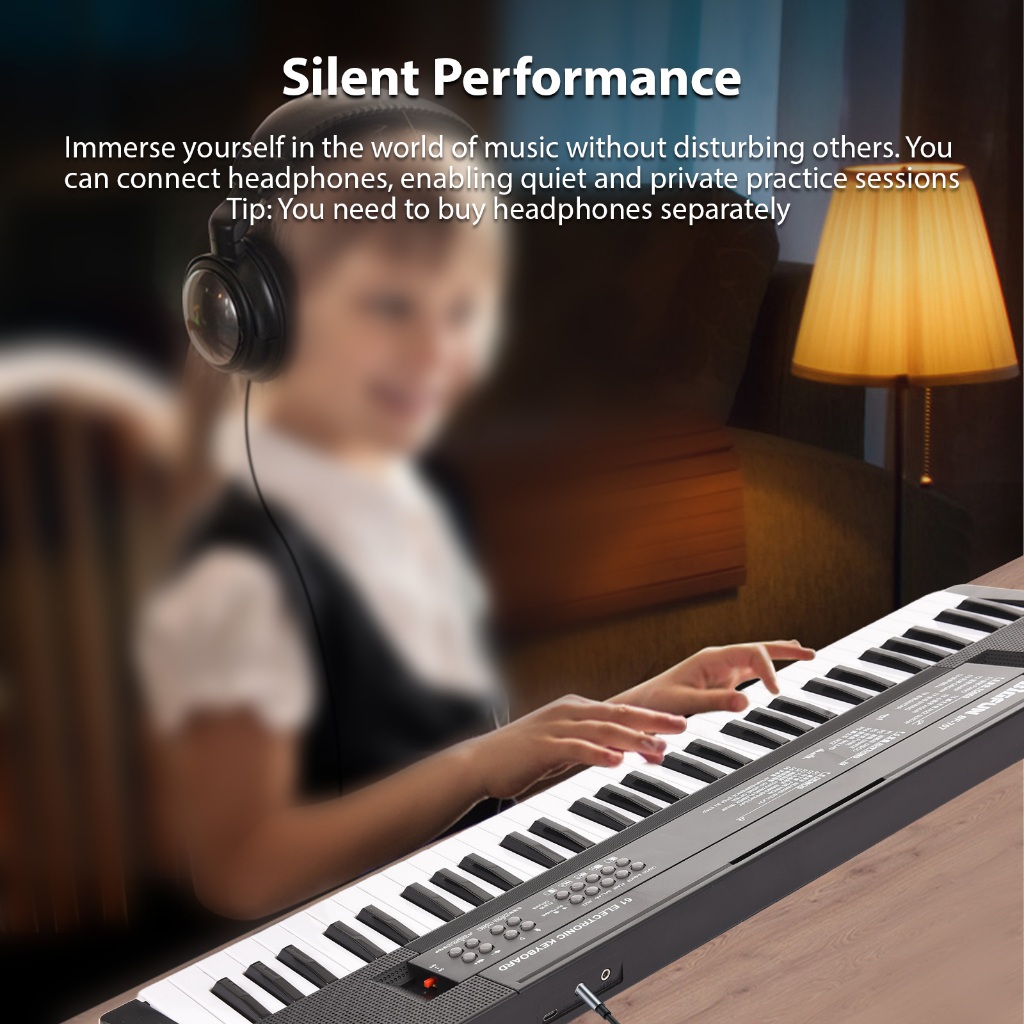 61 key electronic keyboard, piano with dual speakers, 8 notes, 5 ...