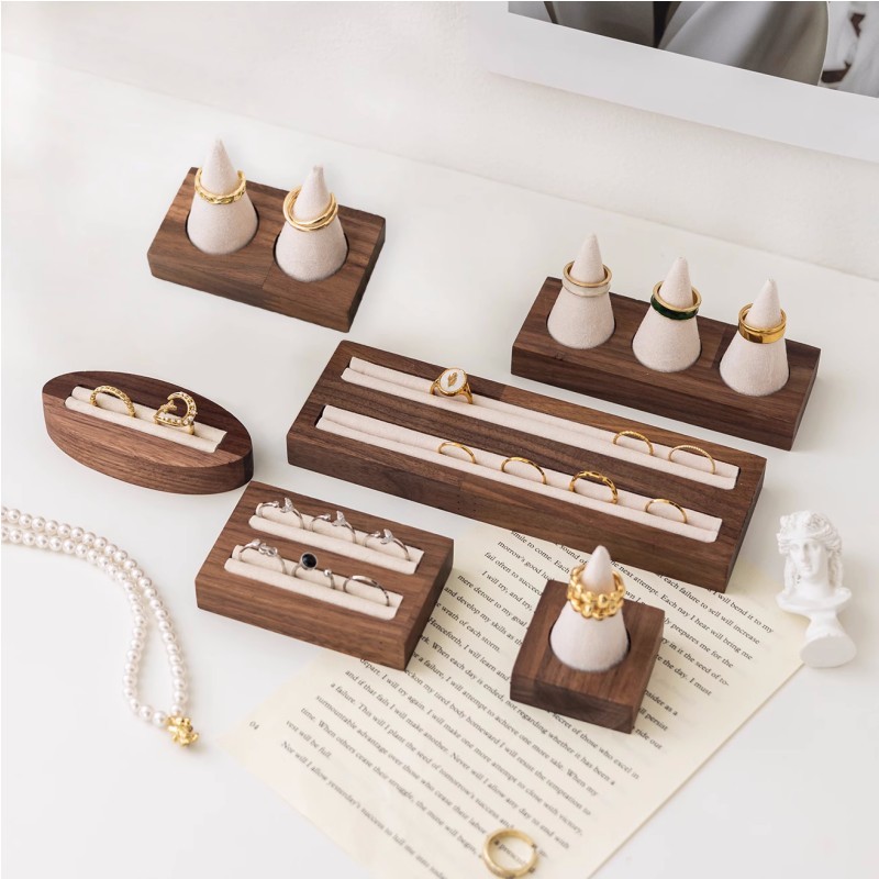Solid Wood Ring Display Board Jewelry Showcase Ring Earrings Display ...
