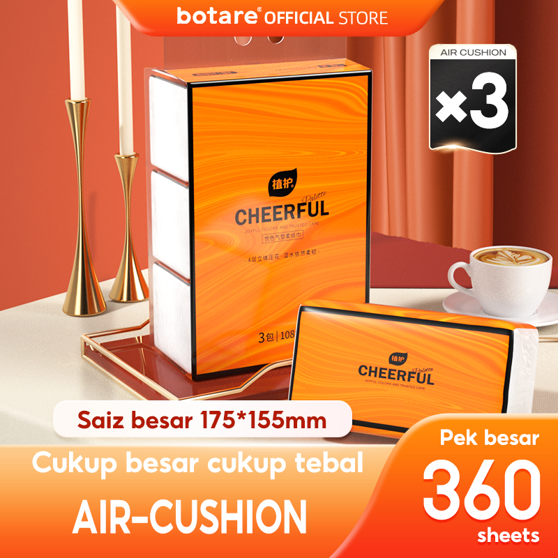 [3 Pcs]Botare Air-Cushion Tissue Paper Cheerful Tissue 4-Ply 155*175mm Facial Tissues | Shopee ...