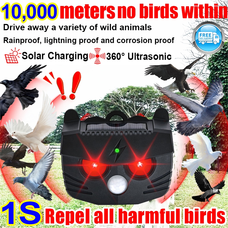 No birds within 10000 meters Smart Solar Bird Repellent Outdoor ...