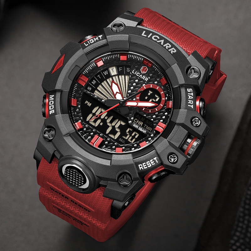 LICARR Top Brand Watch Dual Display Original Waterproof Casual Sports ...