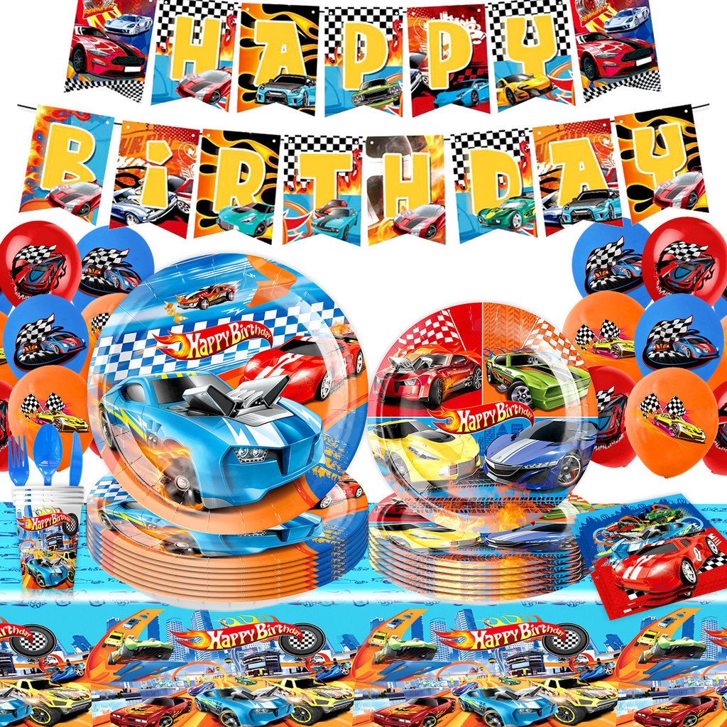 Cars Theme Hot Wheels Disposable Tableware Set Paper Cup Plates Napkins ...
