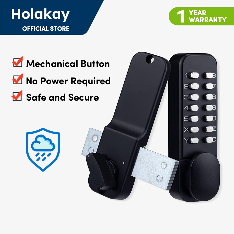 Stainless Steel 100% Mechanical Keyless Entry Door Lock with Keypads ...