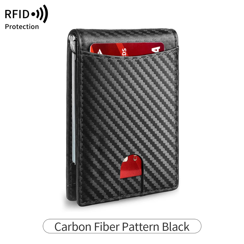 RFID Blocking Men's Carbon Fiber Wallet Minimalist Slim Bifold Credit ...