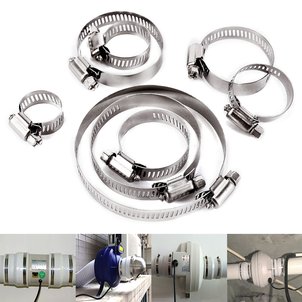 10 Pcs 201 Adjustable Stainless Steel Hose Clamp Metal Water Pipe Clamp ...