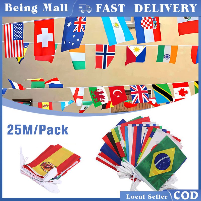 100 Countries World Flags String 25 Meter Bunting Banners for Party ...