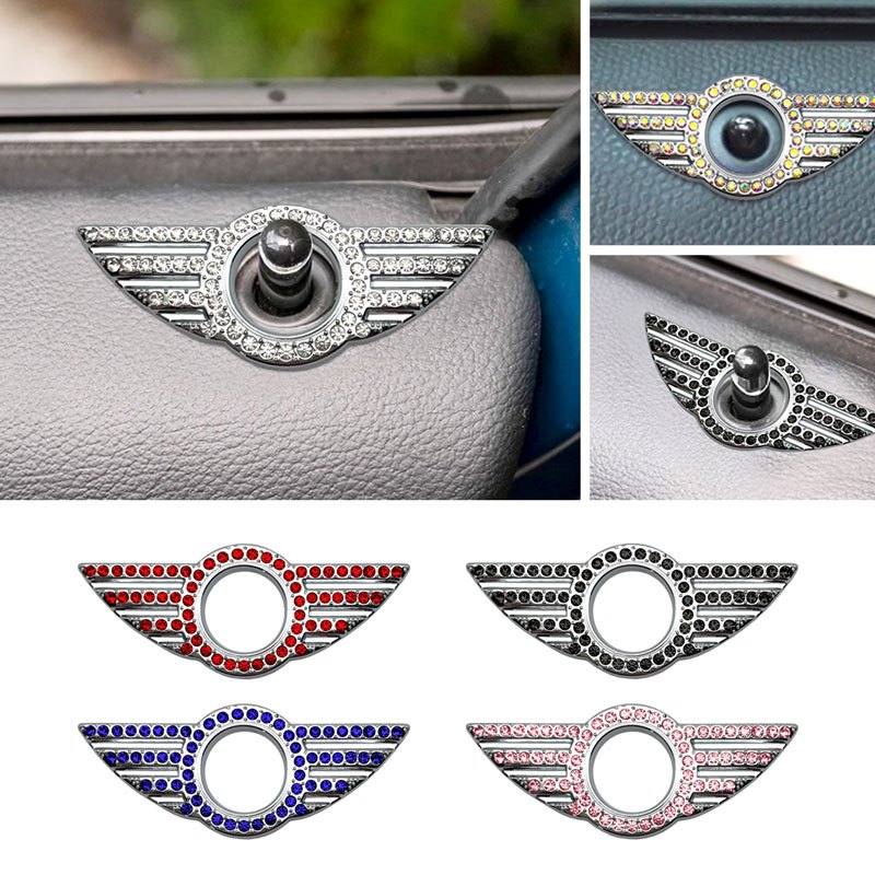 Car Accessories Auto Door Pin Lock Wing Emblem Interior Diamond Badge ...