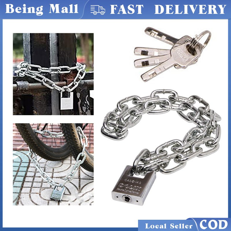 Bike Chain Lock Security Chain Lock With Lock Chain for Motorcycles ...