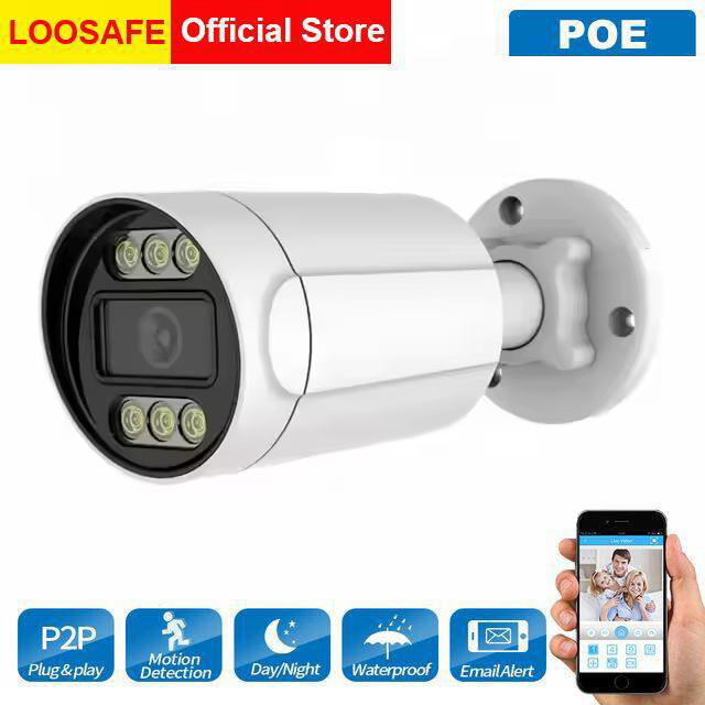 Loosafe 4MP/5MP/3MP/4K HD POE Camera Security System Bullet Network Camera Waterproof IP CCTV ...
