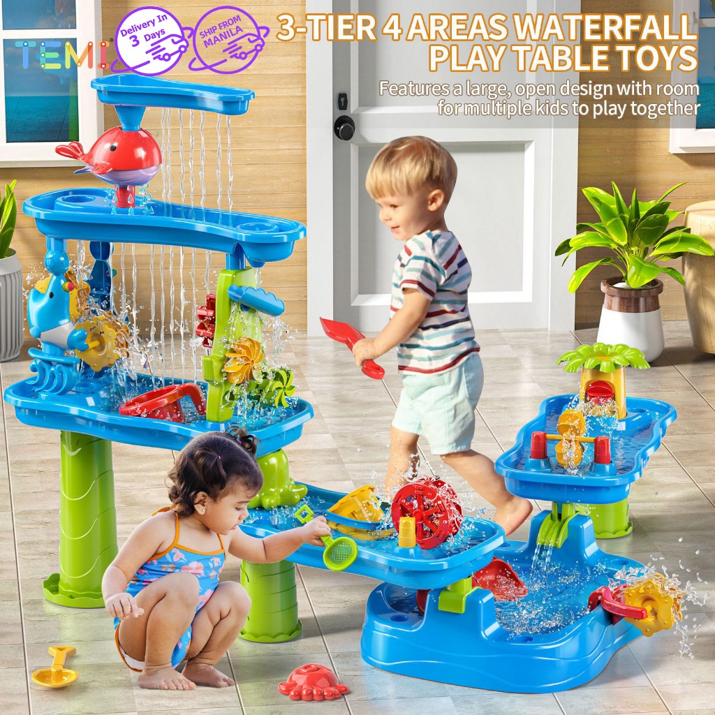 ⭐Shipment from Malaysia ⭐TEMI Water Table Toys Play Beach Set Sand Whee ...
