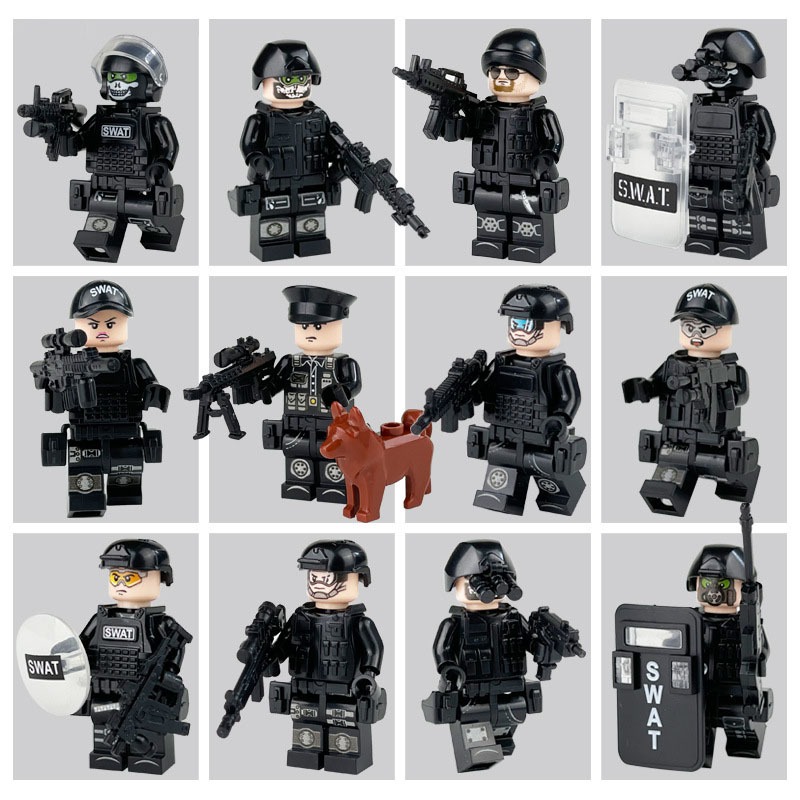 12pcs/Set SWAT Building Blocks Minifigures Police Minifigures Soldiers ...