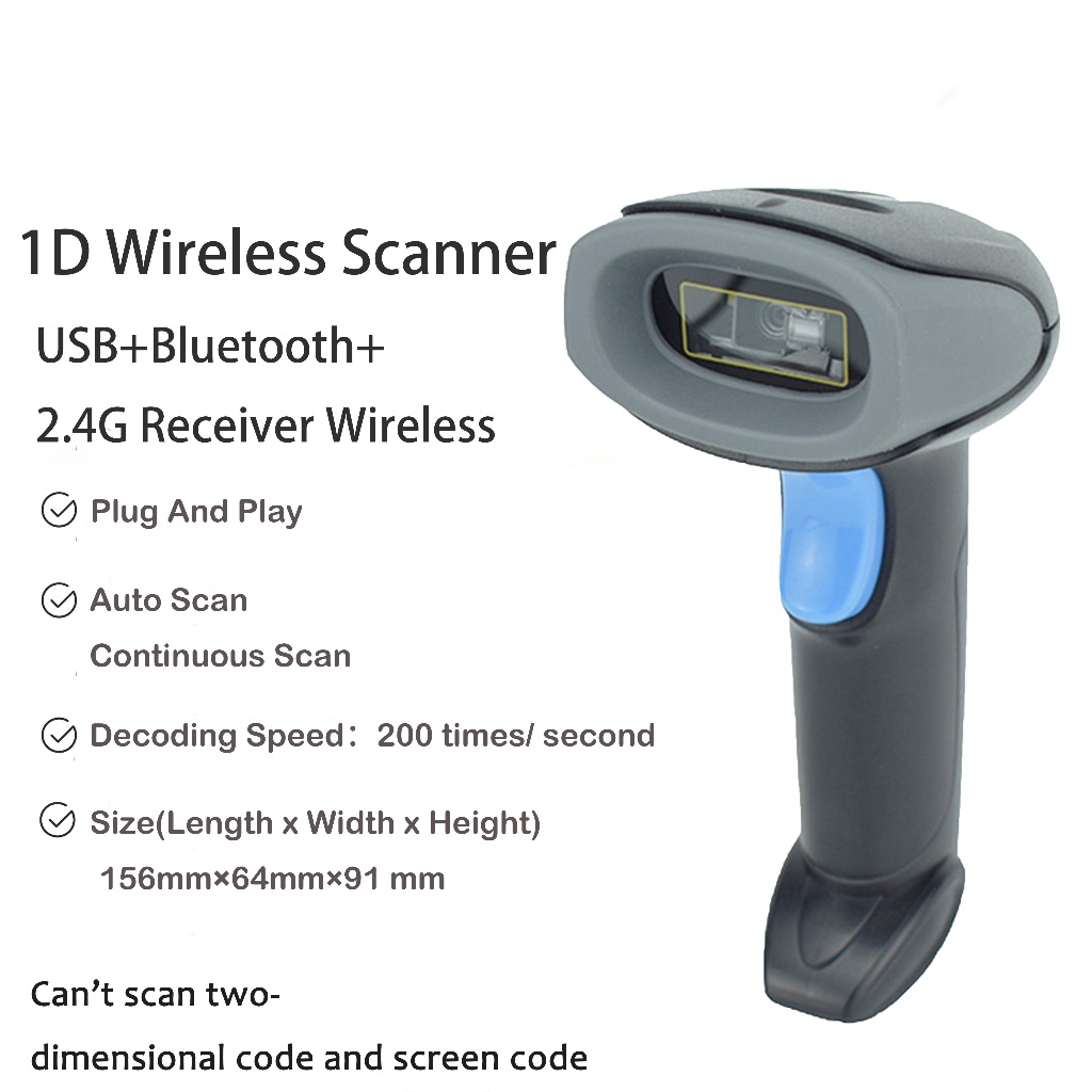New Arrival Barcode Scanner USB Wired 2.4G Receiver Bluetooth Wireless ...
