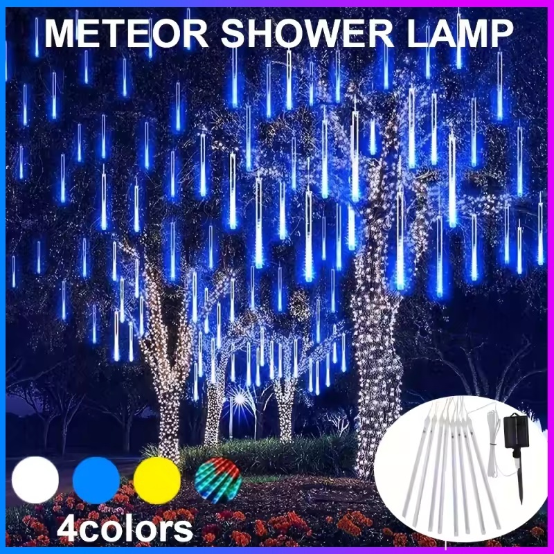 Solar Meteor Shower Rain Lights LED Outdoor Waterproof Icicle Fairy ...