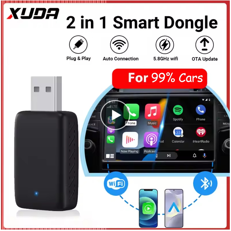 XUDA 2025 2in1 Wireless Android Auto Adapter Carplay Wireless For Dodge ...