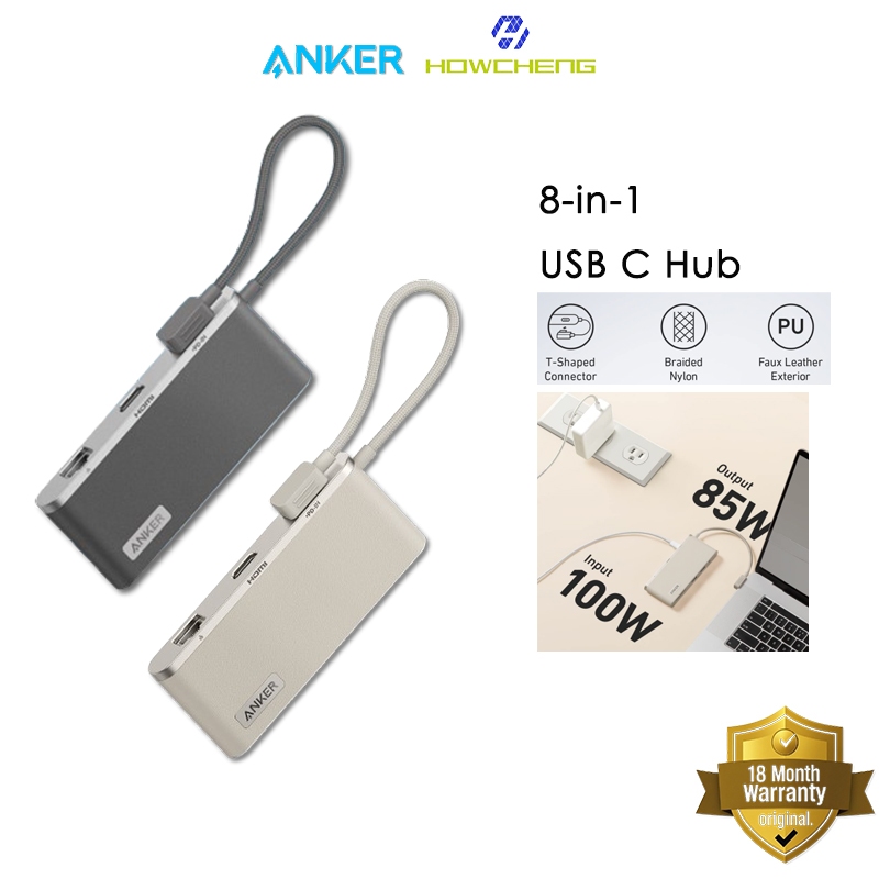 Anker USB C Hub 8-in-1 2*USB-A 10 Gbps Data Ports 100W Power Delivery ...