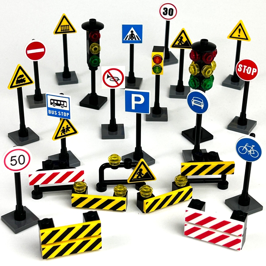 City Traffic Road Sign Toys Building Blocks Set, Street View ...