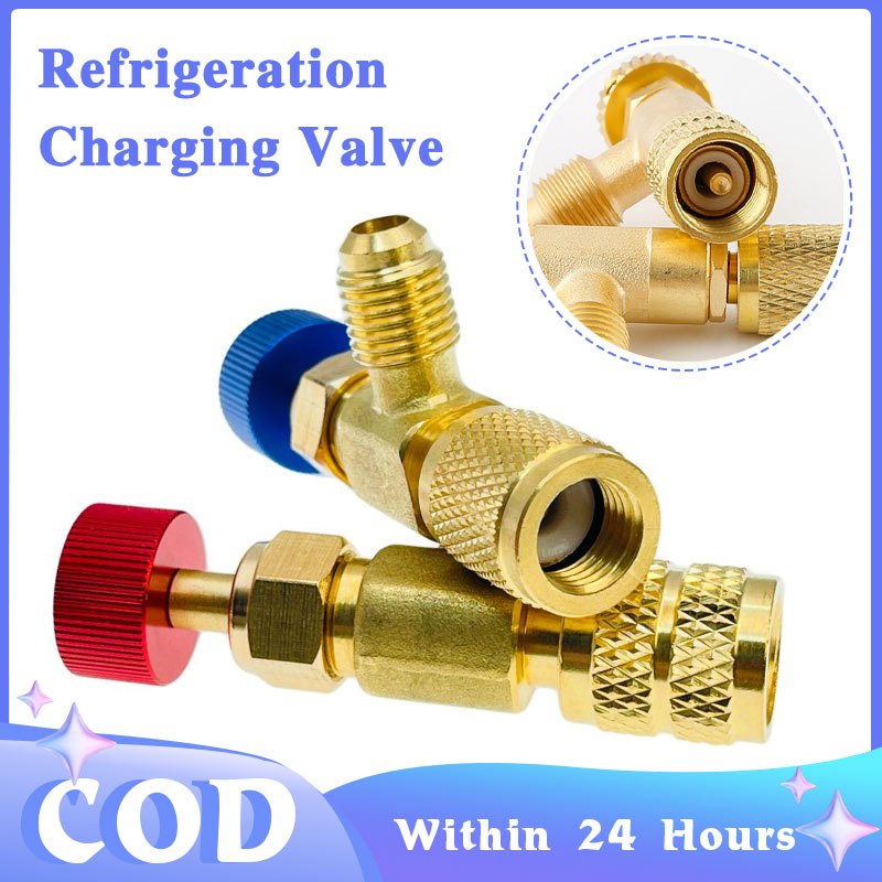 Air Conditioning Safety Gas Valve Kit R410A R32 R22 Refrigeration Charging Valve Adapter R410A ...