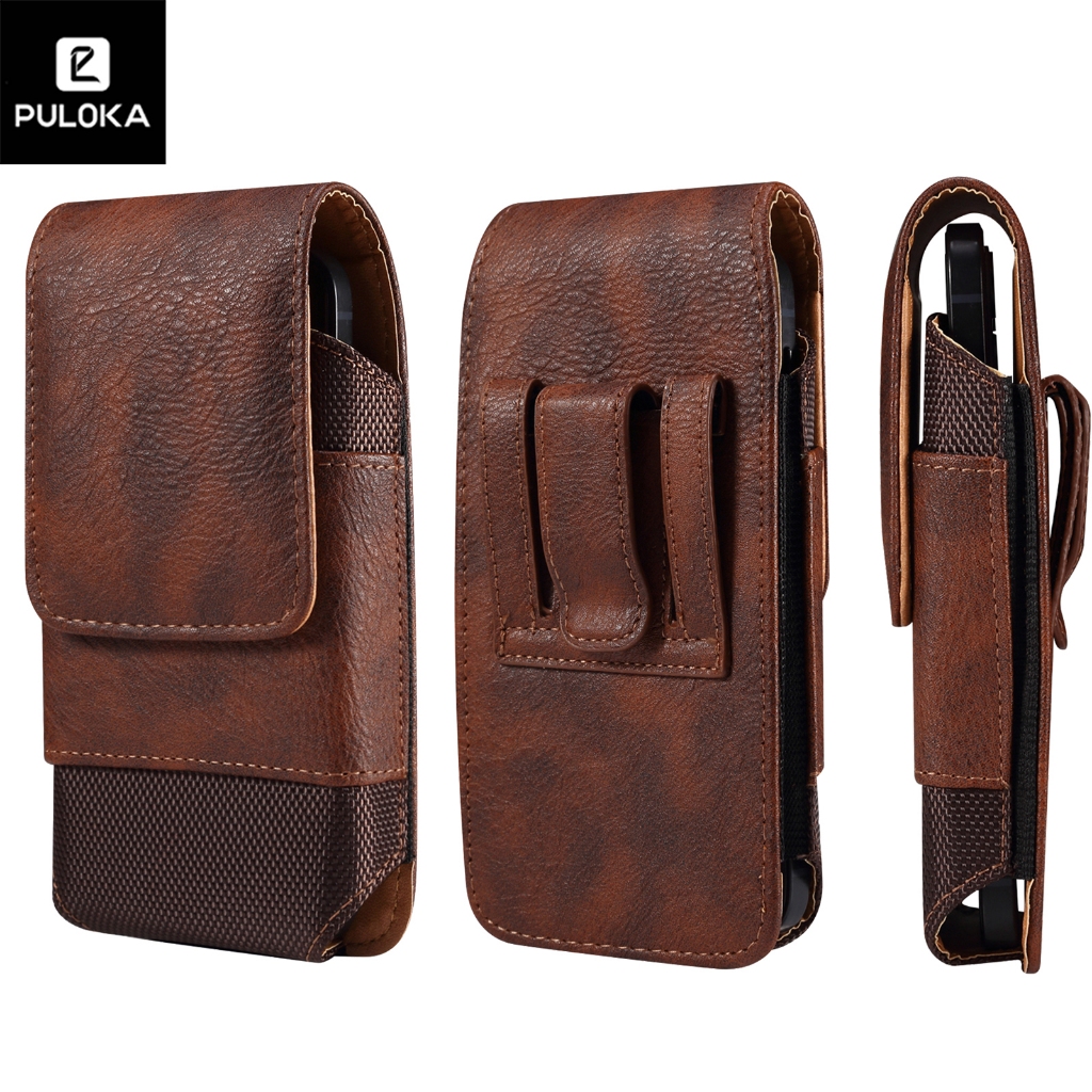 High-grade Cowhide Grain Oxford Leather Phone Case Pouch Waist Belt ...