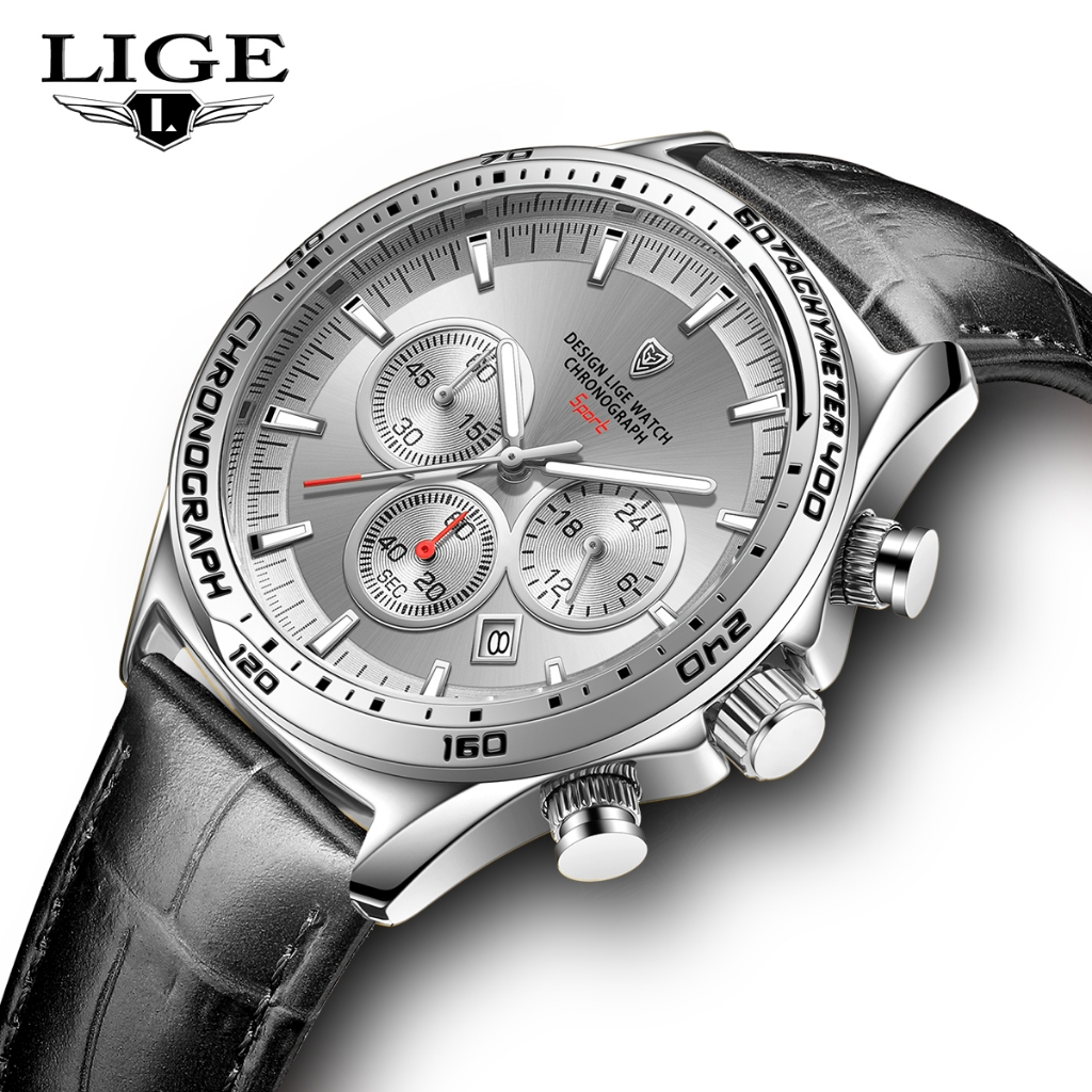 LIGE Fashion Luxury Quartz Men's Watches big Dial Design Waterproof ...