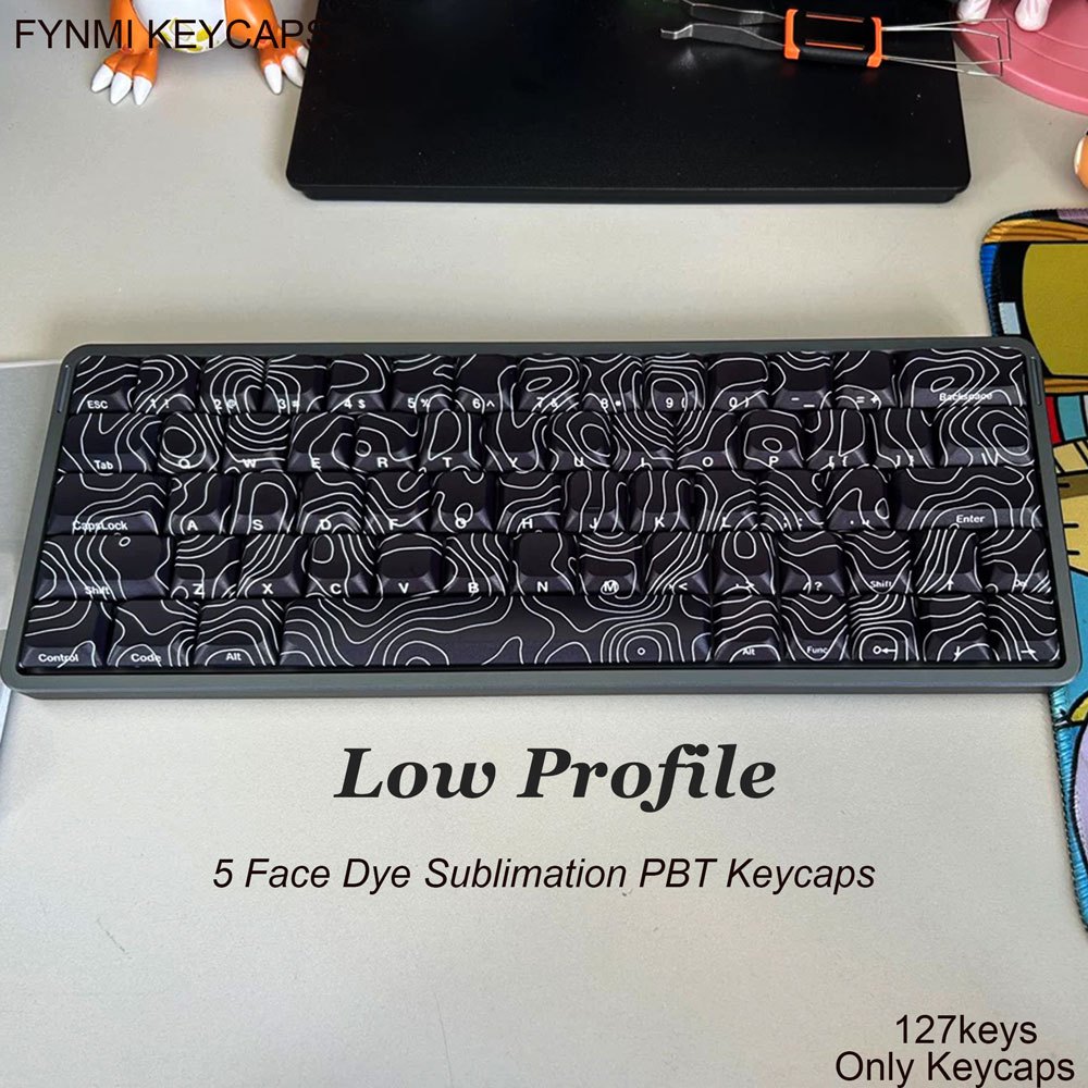 New Arrived Contour line Low Profile keycaps Topgraphic Black and White ...