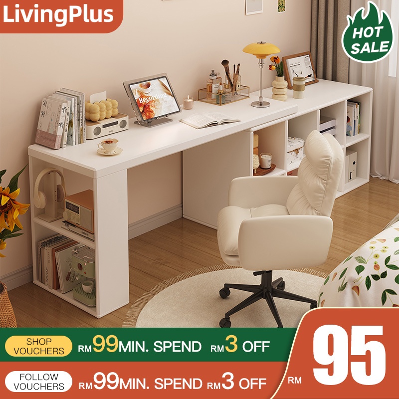 L Shape Table with Storage Cabinet Meja Belajar Study Table Laptop ...