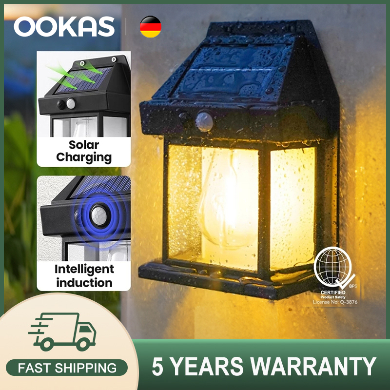 [READY STOCK] OOKAS BK-888 LED Solar Wall Light Outdoor Automatic Night ...