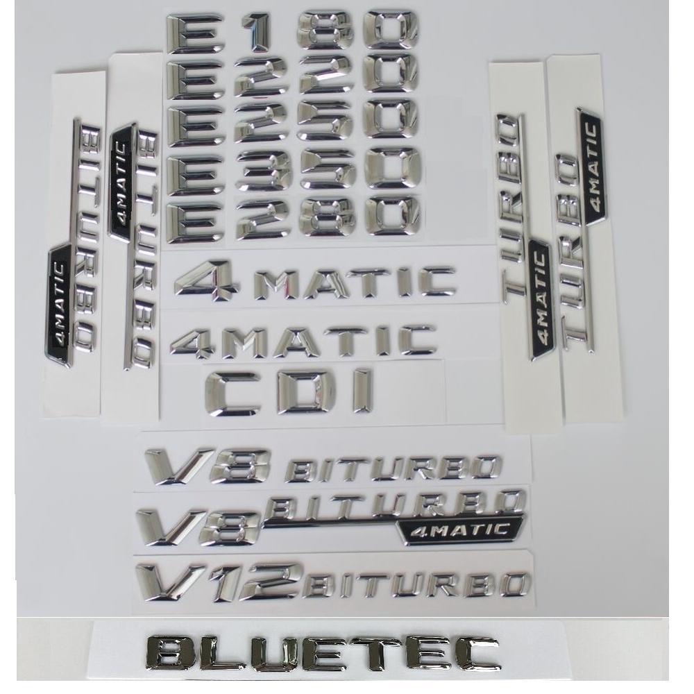 3D Chrome Silver Letters For Mercedes Benz W212 W213 E300 E320 E340 E350 E400 E430 E450 E500 ...