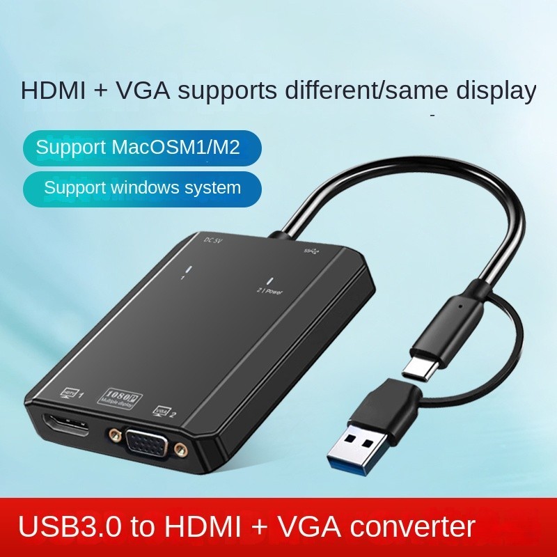 USB 3.0 Type-C to HDMI Converter VGA Projection Multi Screen Converter ...