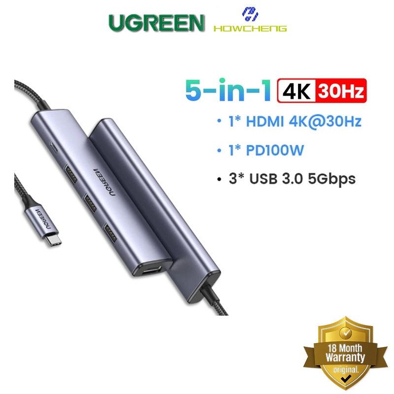 UGREEN 5 in 1 USB C Hub 4K HDMI USB HUB 100W Multiport Adapter（CM511-15596/CM511-25361） | Shopee ...