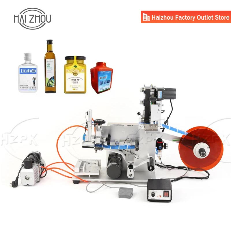HAIZHOU Semi-Automatic Flat Labeling Machine High-Speed Barcode Labeler ...