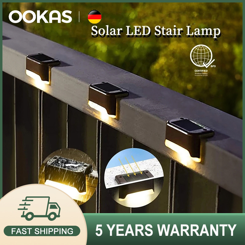 [Super Bright] OOKAS 8 PCS Solar Stairs Step Fence Light Wall Light ...