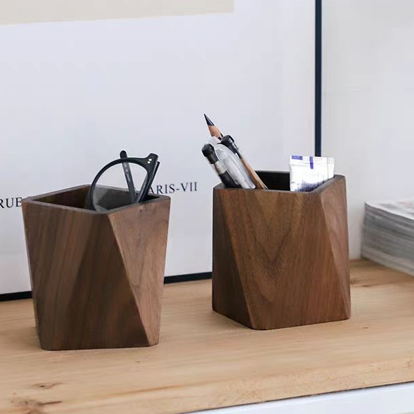 Walnut Solid Wood Pen Holder Remote Control Storage Box Student Office ...