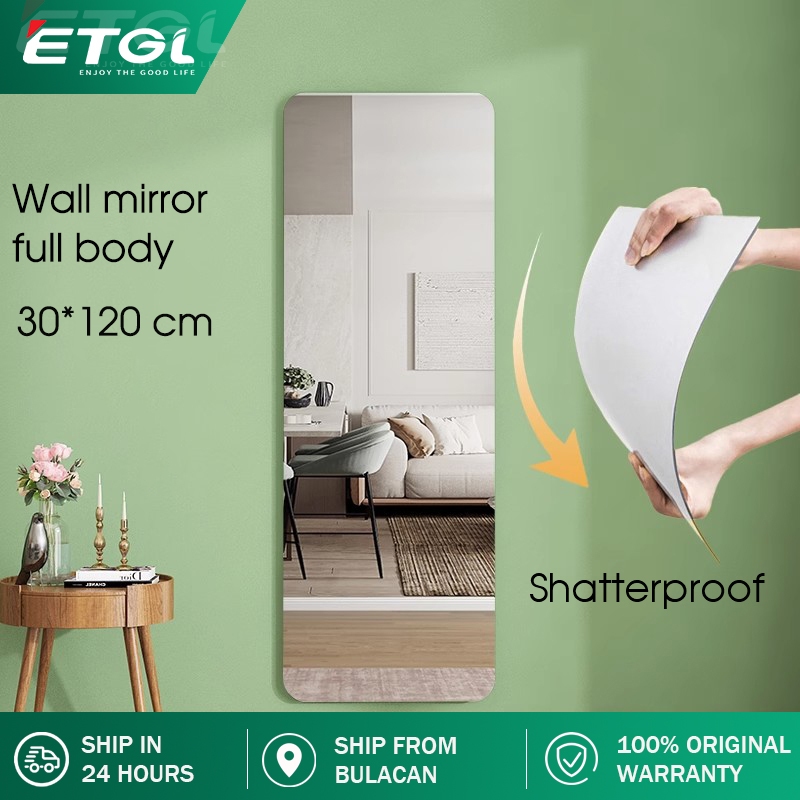 30*120cm Wall Adhesive Mirror Stickers HD Full length Mirror Acrylic ...