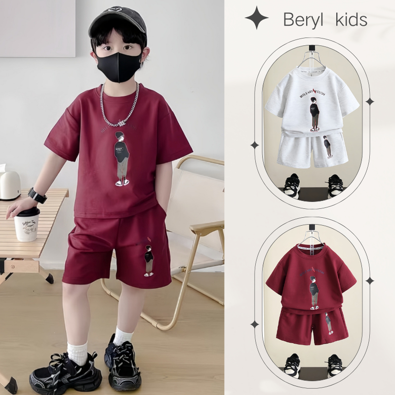 【Beryl kids】children's clothing children's short-sleeved t-shirt shorts ...