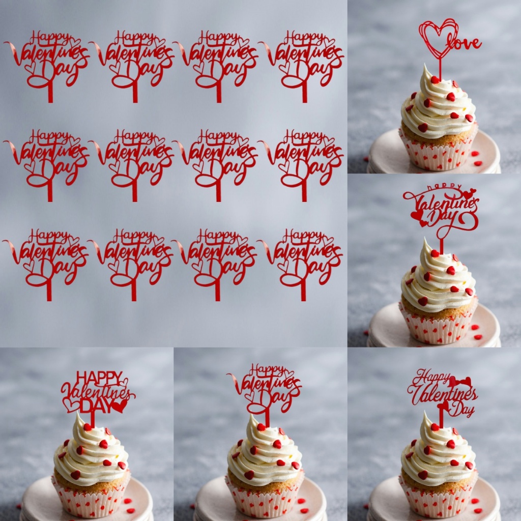 Valentine's Day Anniversary Acrylic Cake Decoration, Paper Cup Cake ...