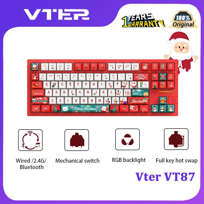 Vter VT87 Christmas theme aluminum alloy three mode customized wireless ...