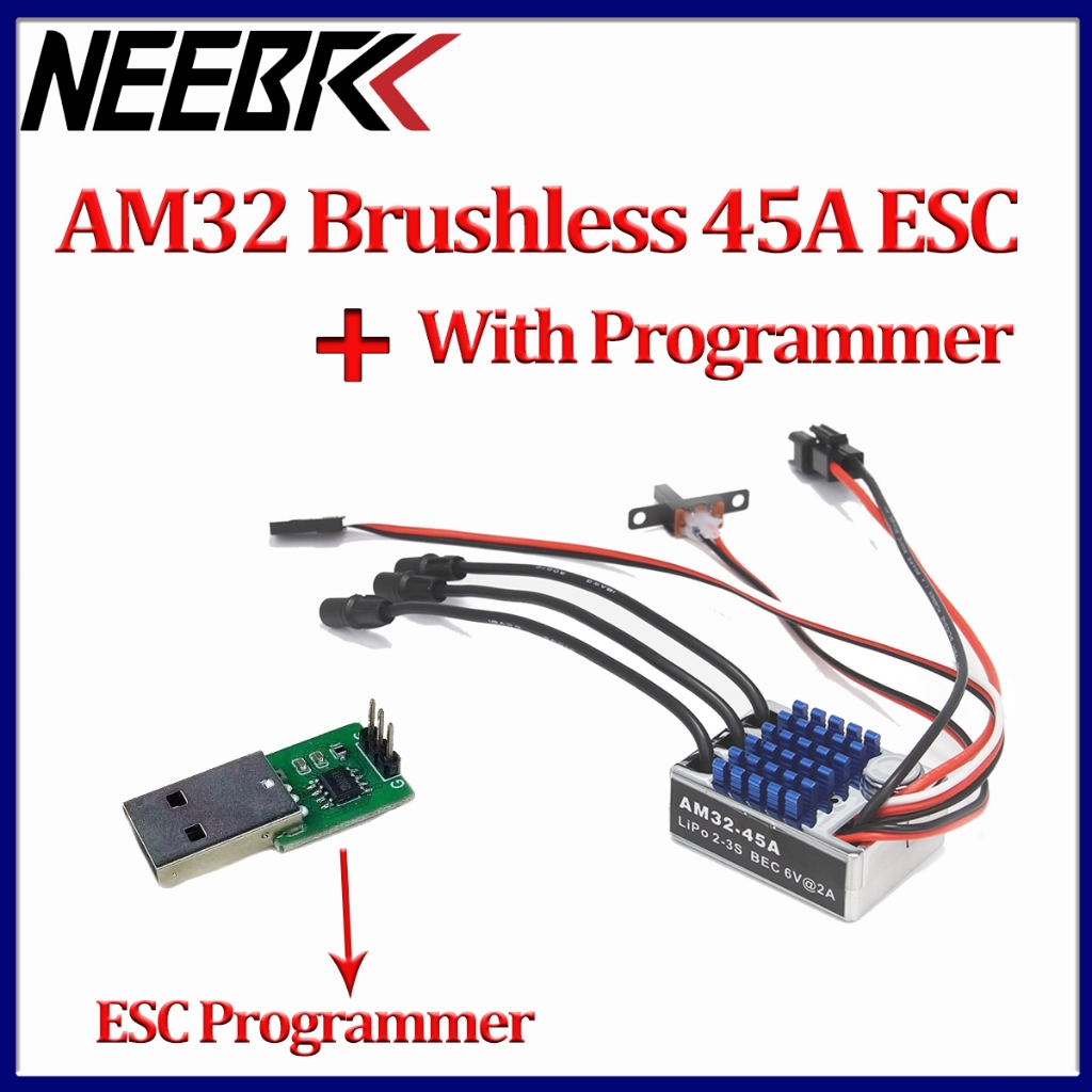 NEEBRC AM32 45A Brushless ESC Outrunner Waterproof ESC 2-3S & Upgrade ...