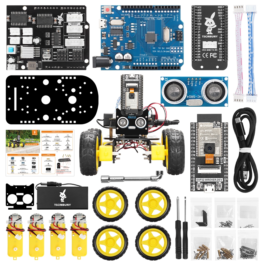 TSCINBUNY ESP32 CAM Smart Robot Car Kit WIFI Intelligent Electronics Education Toy Robotic Kit ...