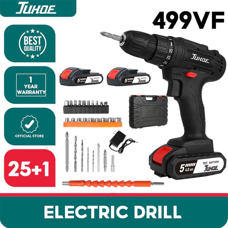 READY STOCK Cordless Drill Batteri Set Impact Drill bits Battery ...