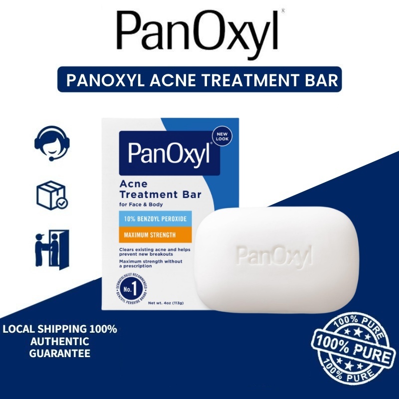 PanOxyl Acne Treatment Bar with 10% Benzoyl Peroxide, Maximum Strength ...