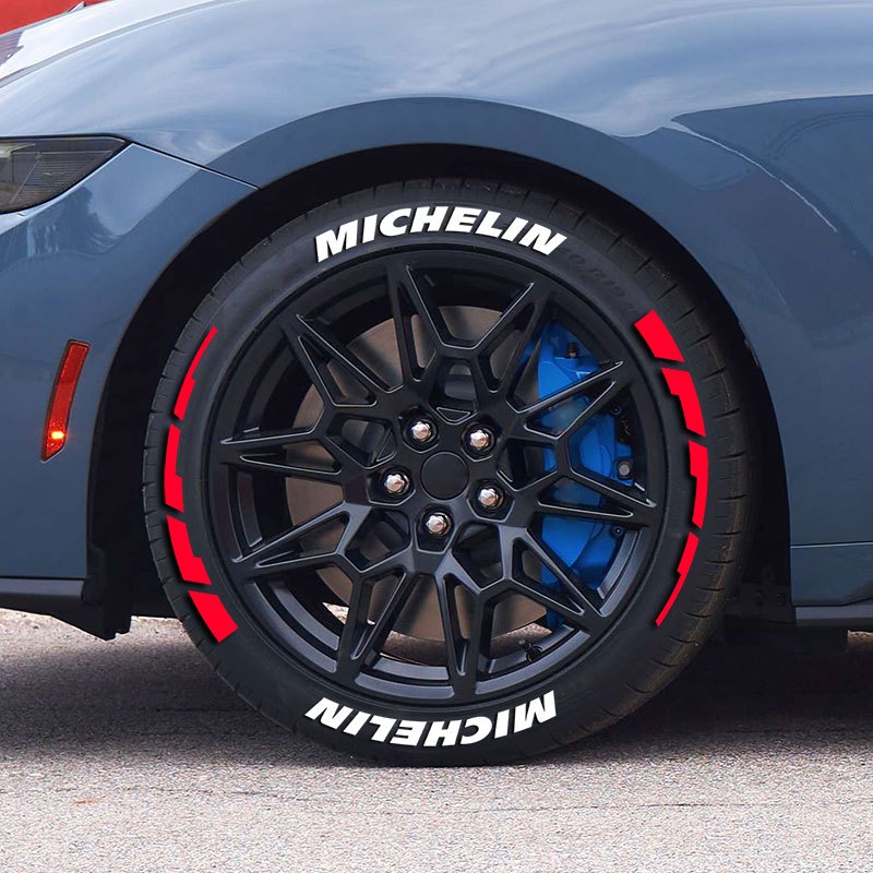 2pcs Michelin Tire Sticker Permanent Tire Lettering Stickers Red Stripe ...