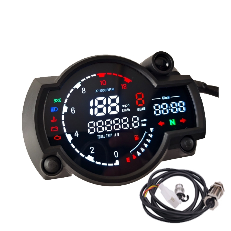 Universal LCD Digital Motorcycle Odometer Speedometer Meter For Yamaha ...