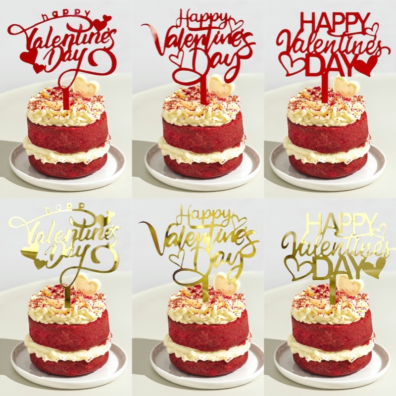 10 pieces/set Valentine's Day cake decoration anniversary acrylic cake ...