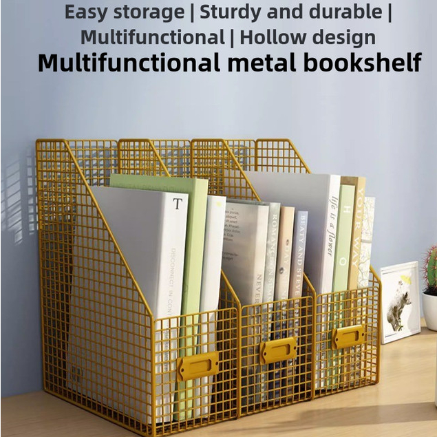 Metal File Box Desktop File Rack Shelf Folder File Storage Box Bookend File Rack Office File