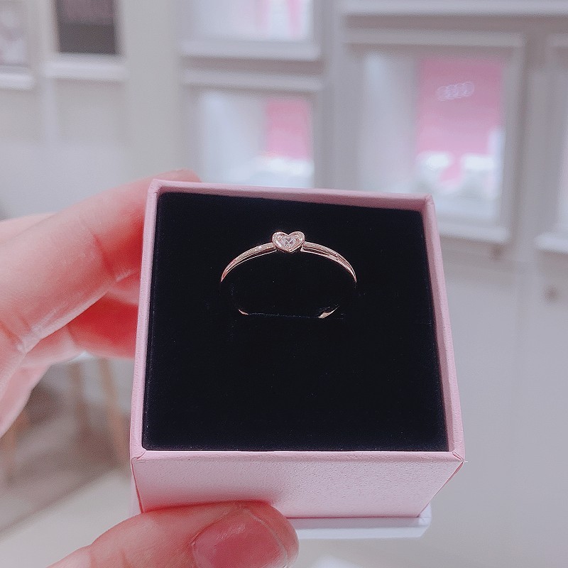 2025 Latest 100% Pandora Sparkling Heart Ring 182495C01 Rose Gold ...