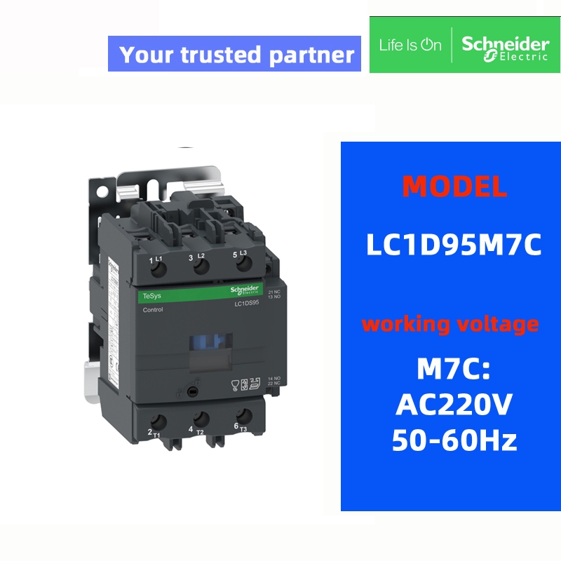 Original SchneIder Contactor LC1D95 M7(AC220V) Q7(AC380V) F7(AC110V) B7(AC24V) 95A 50Hz/60Hz 1NO ...