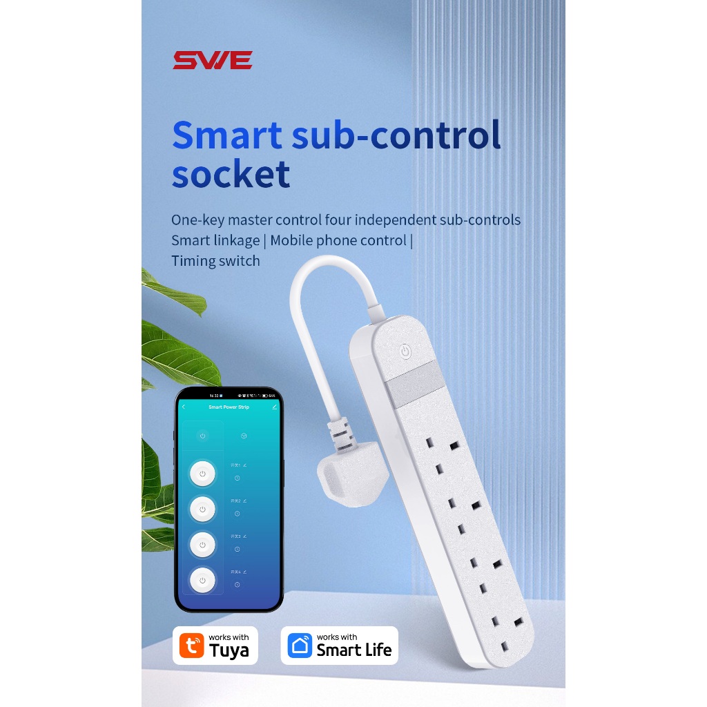 SWE WiFi UK Standard 4Way(13A) Smart Power Strip Power Metering,Remote ...