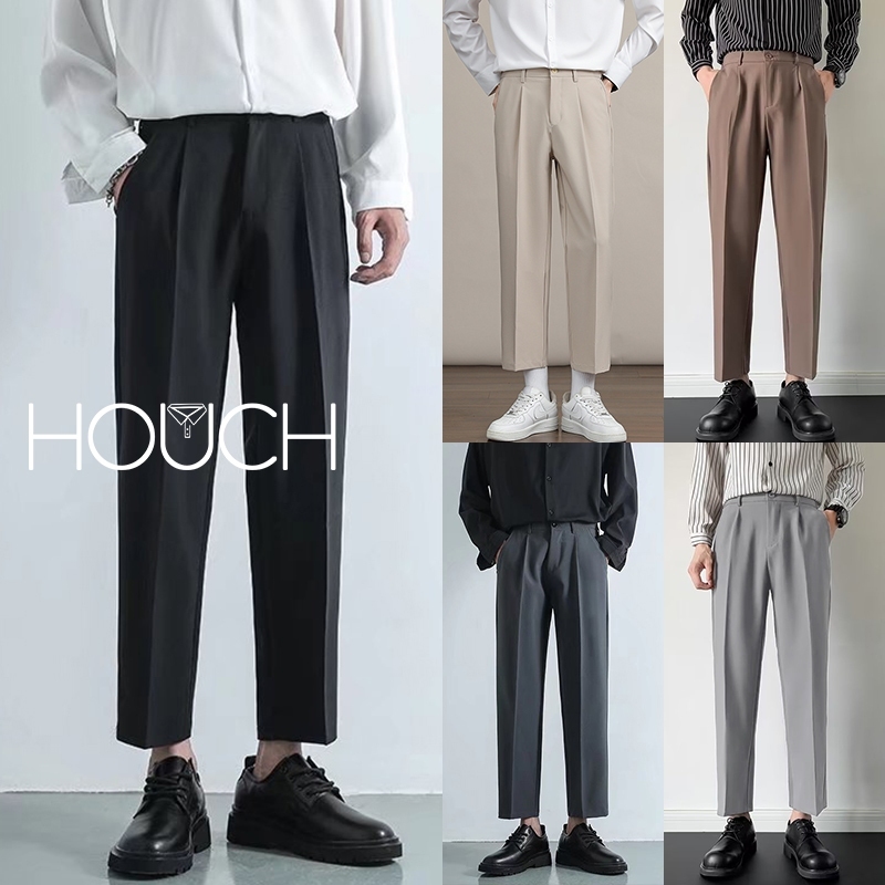 HOUCH Comfortable And Breathable Straight Slim Fit Men Office Formal ...