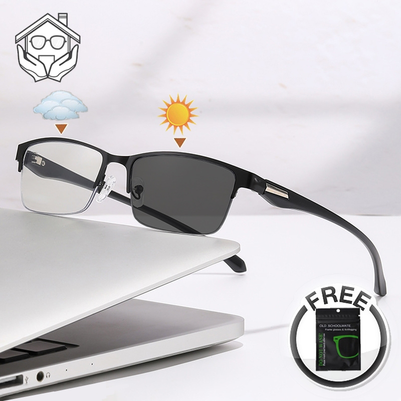 Photochromic Anti Radiation Glasses For Women Men Half Frame Computer ...