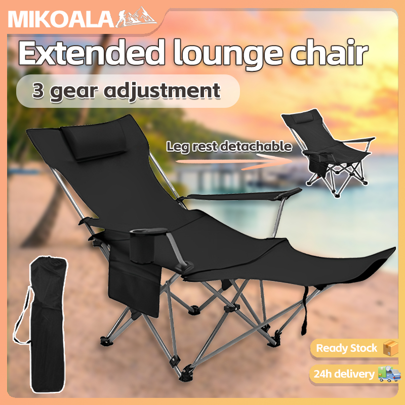 Reclining Camping Chair Beach Fishing Leg Rest Folding Recliner Lazy ...